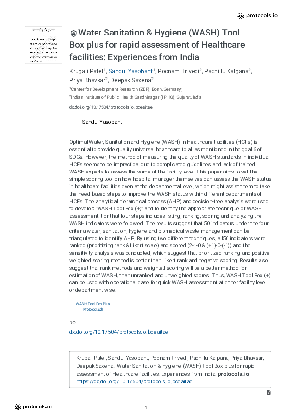 (PDF) Water Sanitation & Hygiene (WASH) Tool Box plus for rapid ...