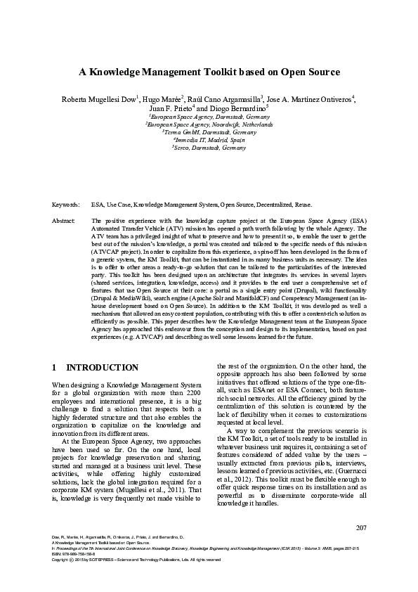 (PDF) A Knowledge Management Toolkit based on Open Source | Jose Ontiveros - Academia.edu