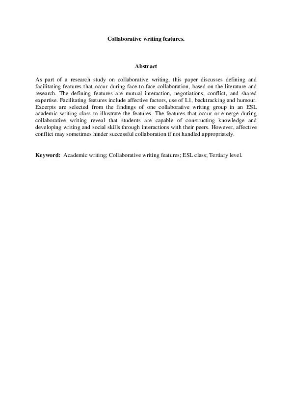 (PDF) Collaborative Writing Features