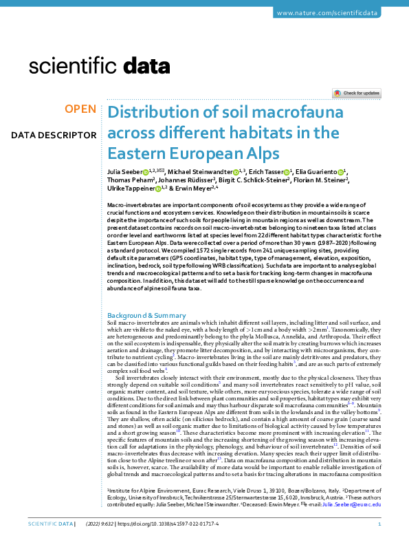 (PDF) Distribution of soil macrofauna across different habitats in the ...
