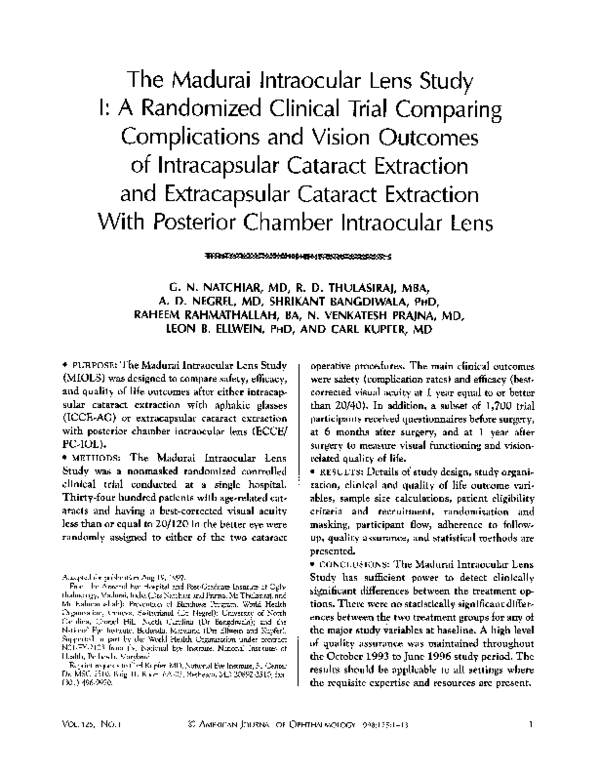 (PDF) The Madurai Intraocular Lens Study I: A Randomized Clinical Trial ...