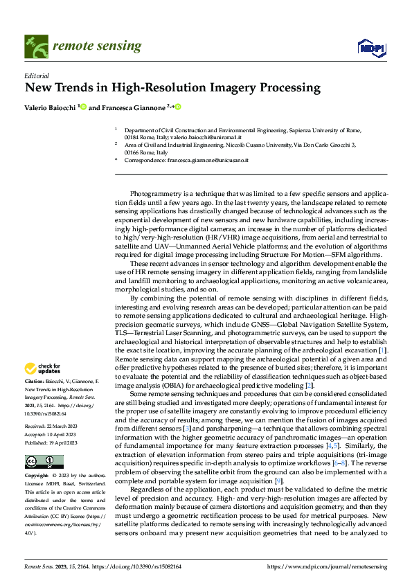 (PDF) New Trends in High-Resolution Imagery Processing