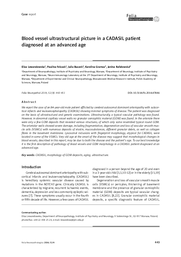(PDF) Blood vessel ultrastructural picture in a CADASIL patient ...