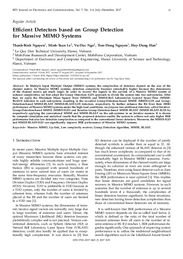 Pdf Efficient Detectors Based On Group Detection For Massive Mimo Systems