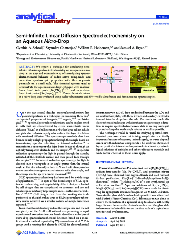 (PDF) Semi-Infinite Linear Diffusion Spectroelectrochemistry on an ...