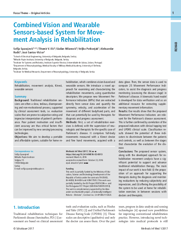 (PDF) Combined Vision and Wearable Sensors-based System for Movement ...