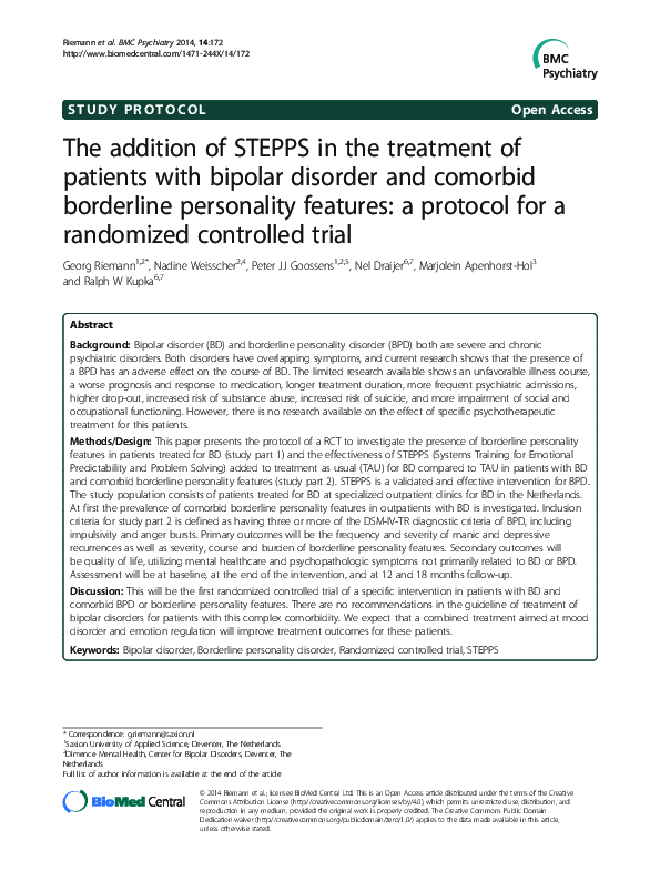 (PDF) The addition of STEPPS in the treatment of patients with bipolar ...