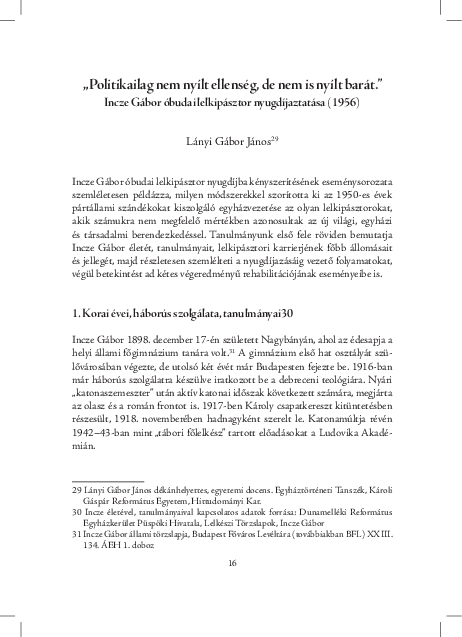 (PDF) „Politikailag nem nyílt ellenség, de nem is nyílt barát.” Incze ...