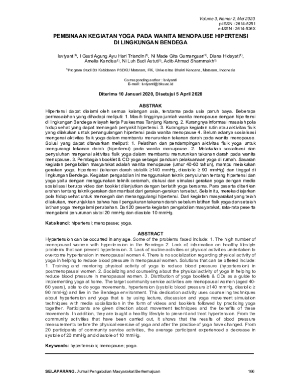 (PDF) Pembinaan Kegiatan Yoga Pada Wanita Menopause Hipertensi DI ...