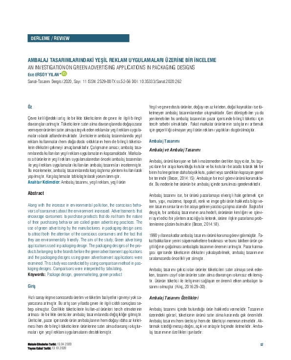 (PDF) Ambalaj Tasarımlarındaki Yeşil Reklam Uygulamaları Üzerine Bir ...