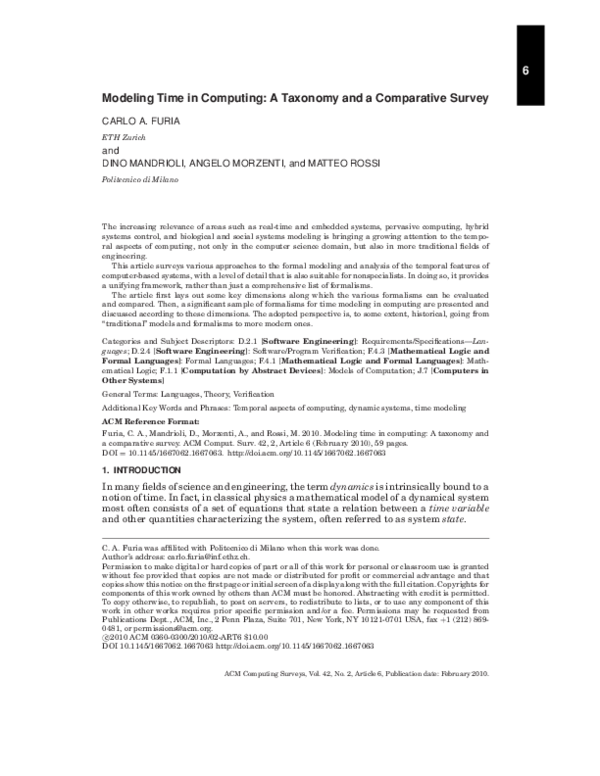 (PDF) Modeling Time in Computing