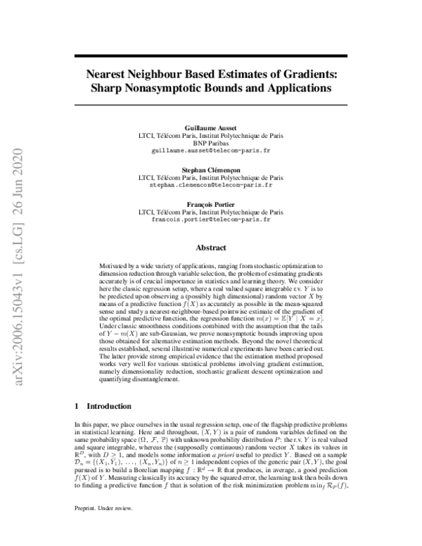 Pdf Nearest Neighbour Based Estimates Of Gradients Sharp Nonasymptotic Bounds And 