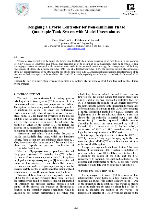 (PDF) Designing a hybrid controller for non-minimum phase quadruple tank system with model ...