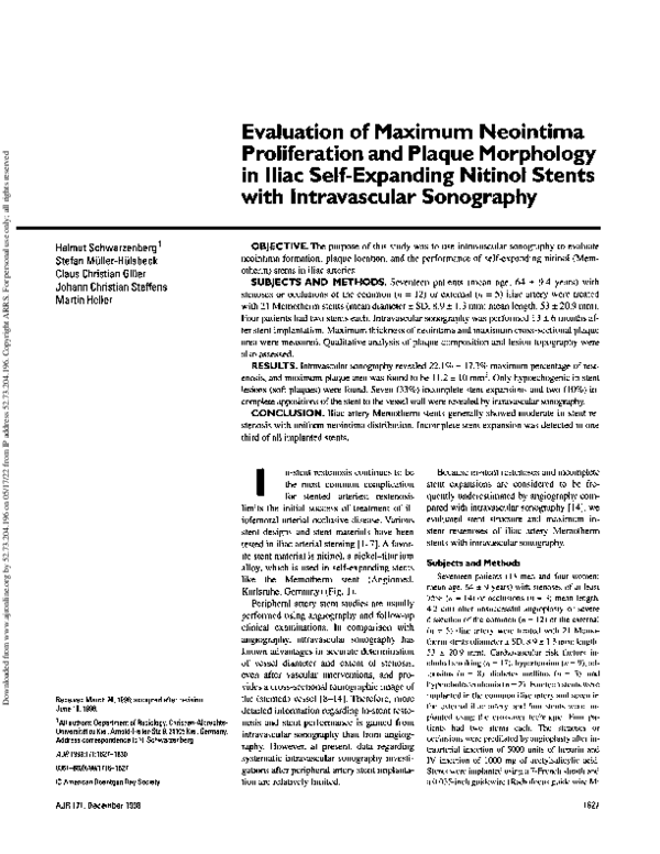 (PDF) Evaluation of maximum neointima proliferation and plaque ...