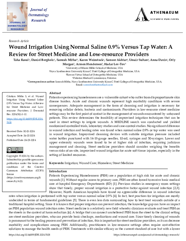 (PDF) Wound Irrigation Using Normal Saline 0.9% Versus Tap Water: A ...