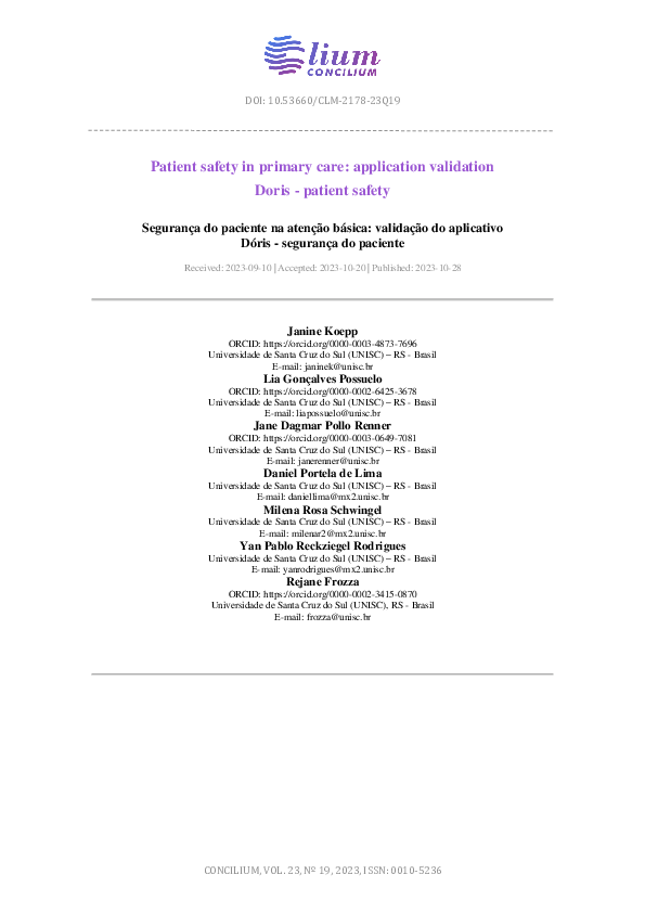 (PDF) Patient safety in primary care: application validation Doris ...