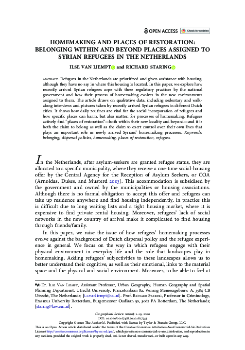 (PDF) Homemaking and Places of Restoration: Belonging Within and Beyond ...