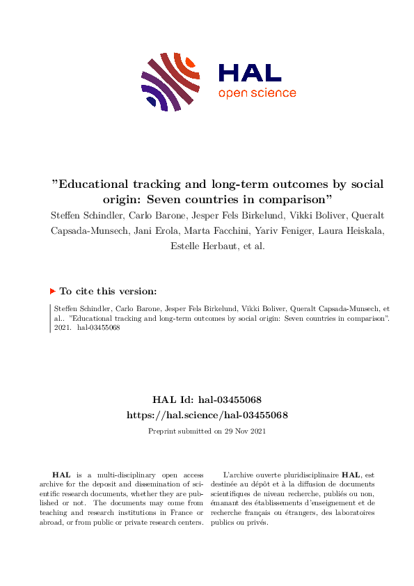 (PDF) Educational tracking and long-term outcomes by social origin ...