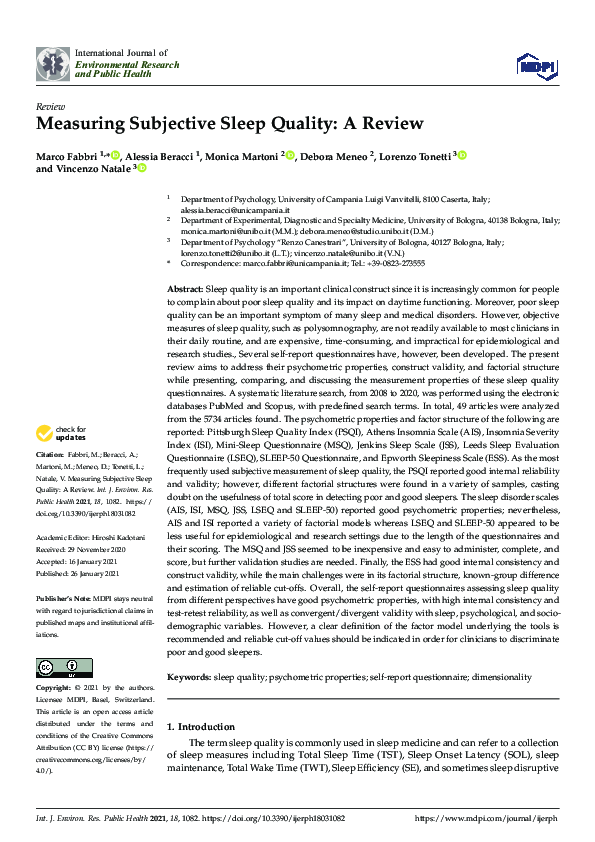 (PDF) Measuring Subjective Sleep Quality: A Review