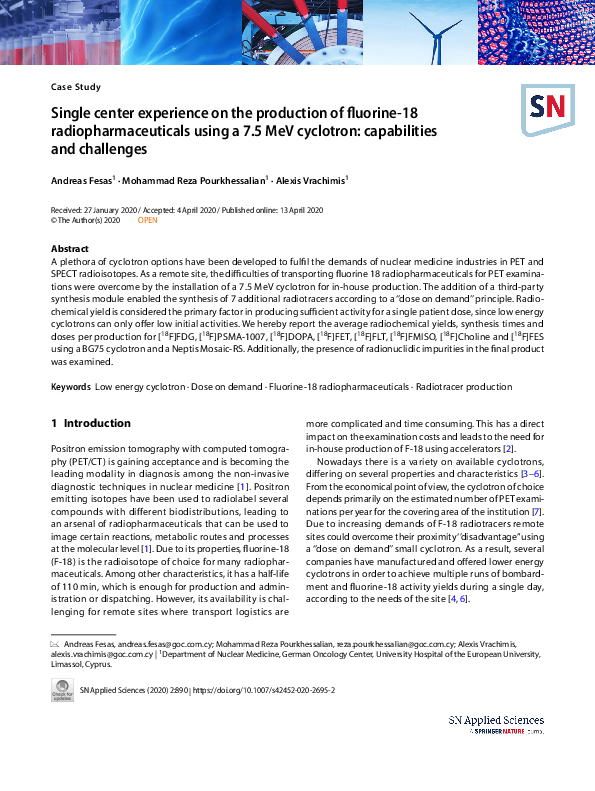 (PDF) Single center experience on the production of fluorine-18 ...