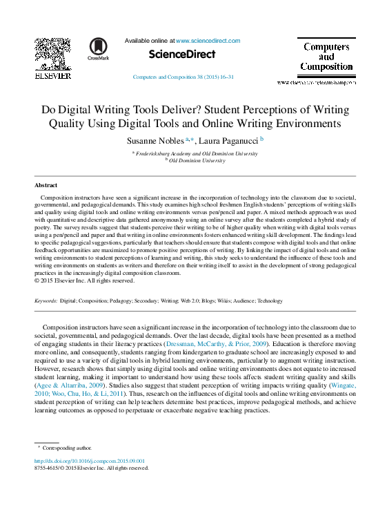 (PDF) Do Digital Writing Tools Deliver? Student Perceptions of Writing Quality Using Digital ...