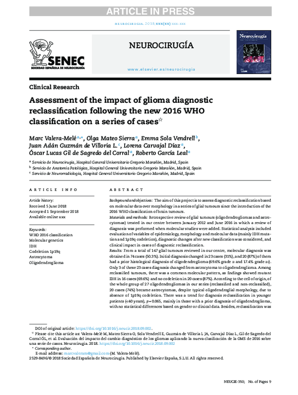(PDF) Assessment of the impact of glioma diagnostic reclassification ...