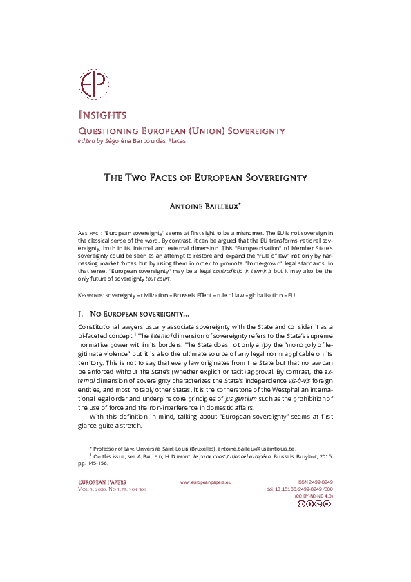 (PDF) The Two Faces of European Sovereignty