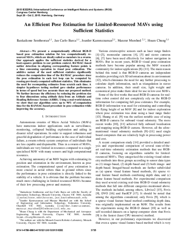 (PDF) An efficient pose estimation for limited-resourced MAVs using sufficient statistics
