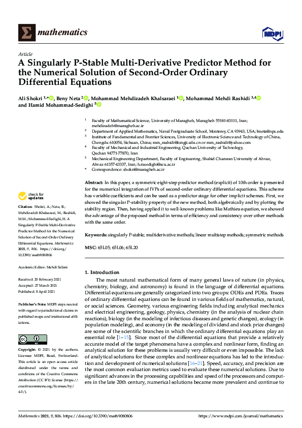 (PDF) A Singularly P-Stable Multi-Derivative Predictor Method for the Numerical Solution of ...