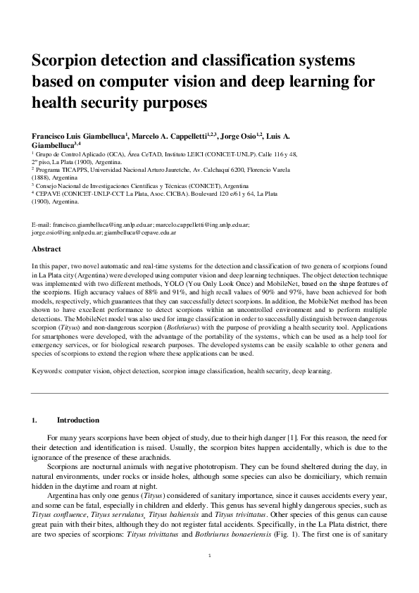 (PDF) Scorpion detection and classification systems based on computer ...