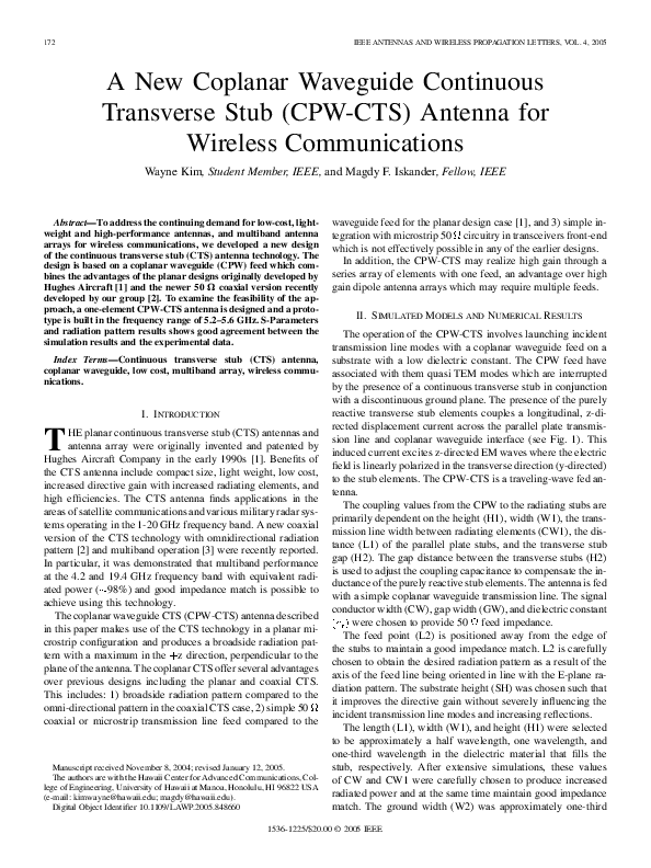 (PDF) A new coplanar waveguide continuous transverse stub (CPW-CTS ...