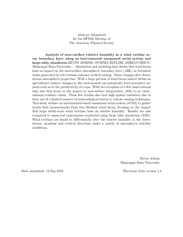 (PDF) Analysis of near-surface relative humidity in a wind turbine array boundary layer using an ...
