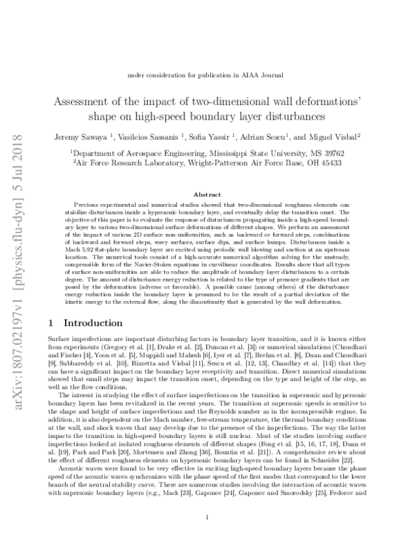 (PDF) Assessment of the impact of two-dimensional wall deformations' shape on high-speed ...