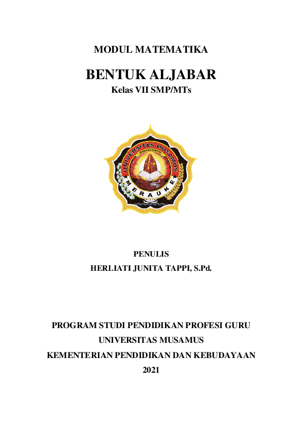 (PDF) MODUL AJAR BENTUK ALJABAR SMP KELAS VII