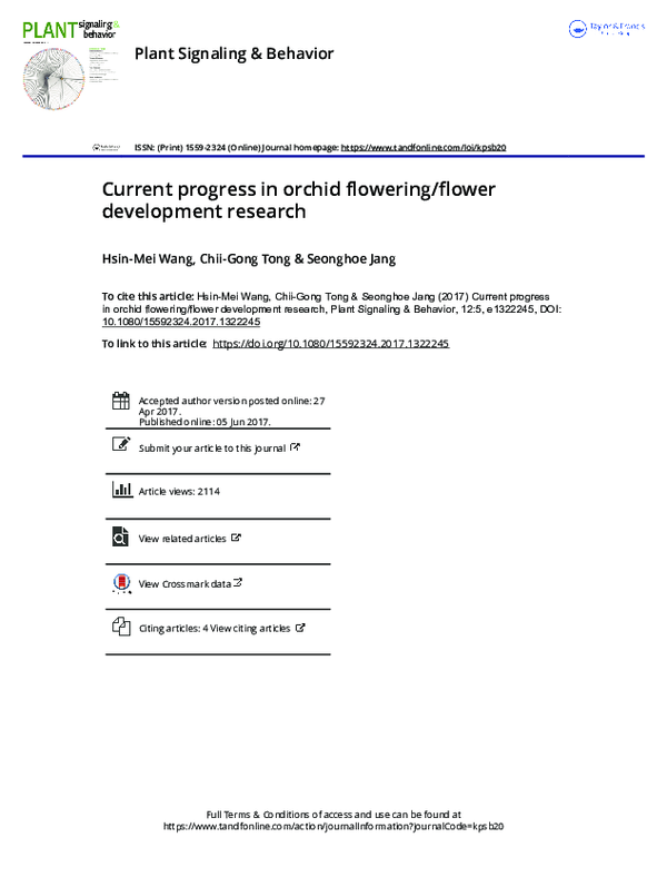 (PDF) Current progress in orchid flowering/flower development research