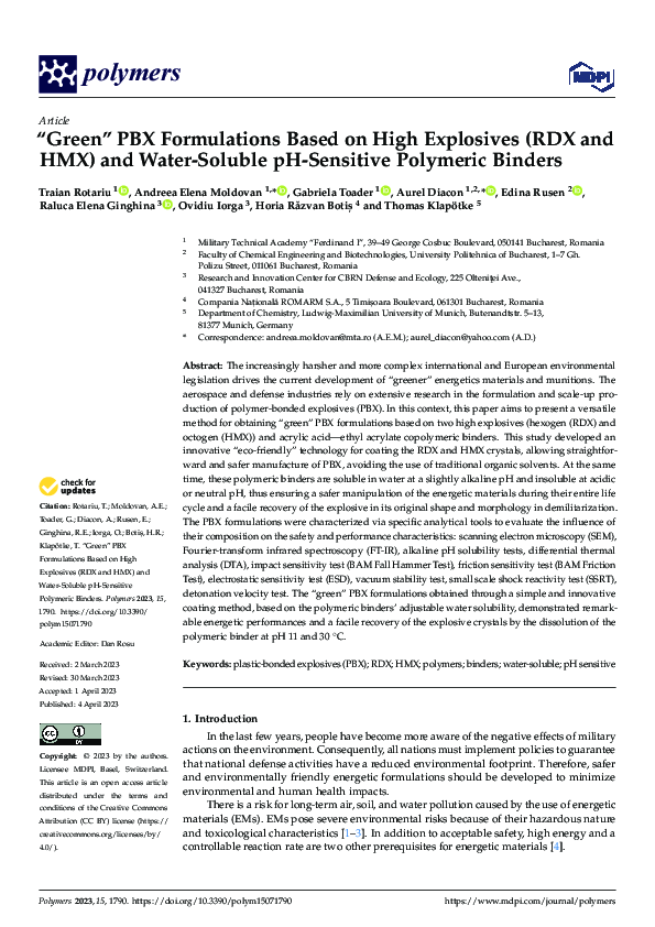 (PDF) “Green” PBX Formulations Based on High Explosives (RDX and HMX ...