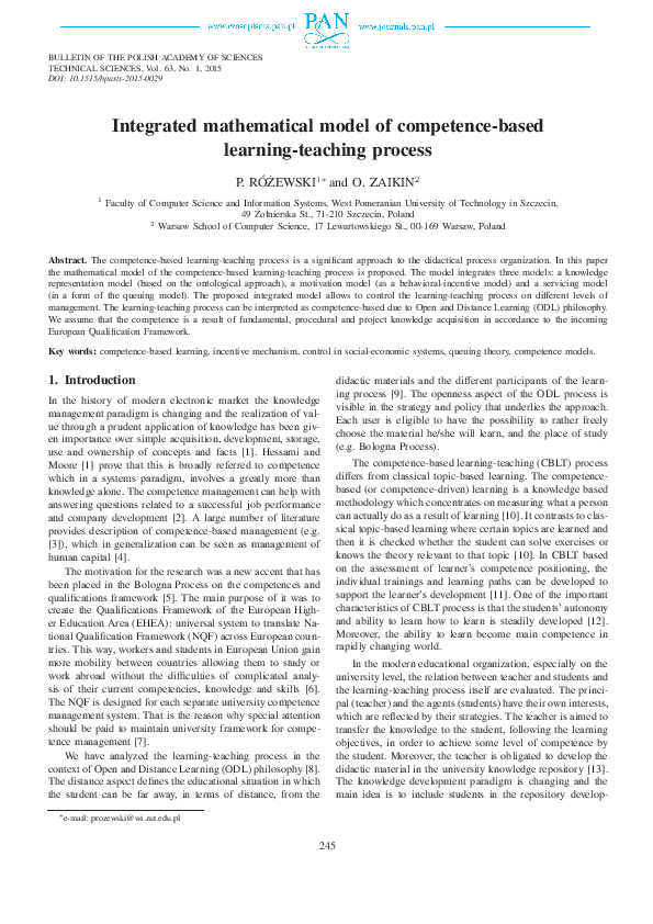 (PDF) Integrated mathematical model of competence-based learning ...