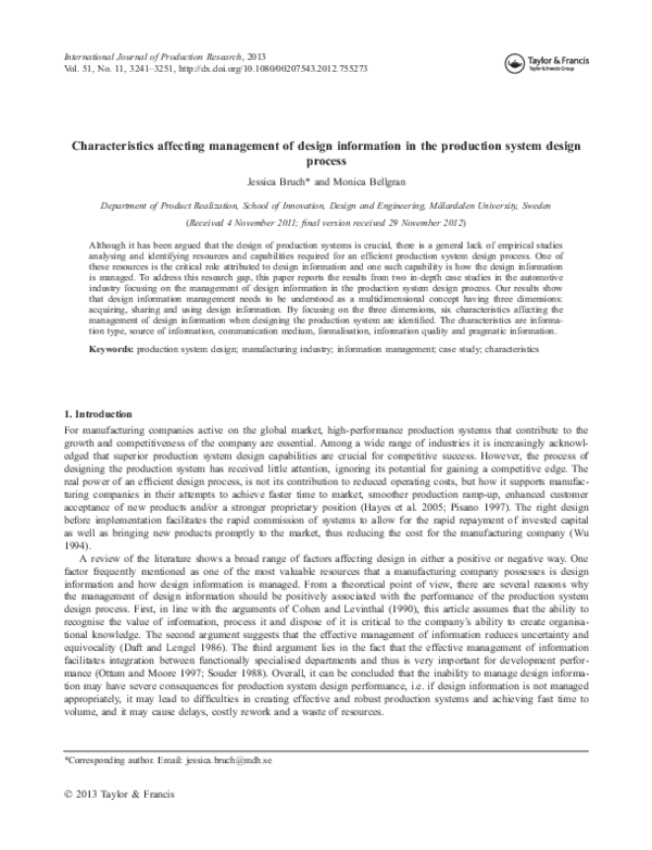(PDF) Characteristics affecting management of design information in the ...