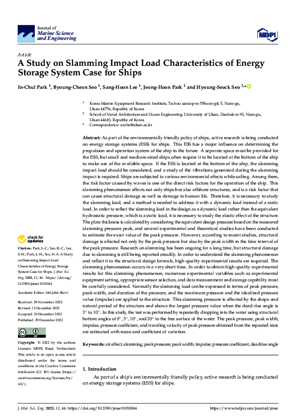 (PDF) A Study on Slamming Impact Load Characteristics of Energy Storage ...