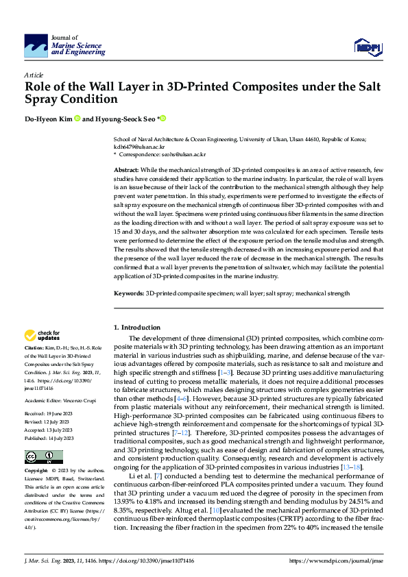 (PDF) Role of the Wall Layer in 3D-Printed Composites under the Salt ...