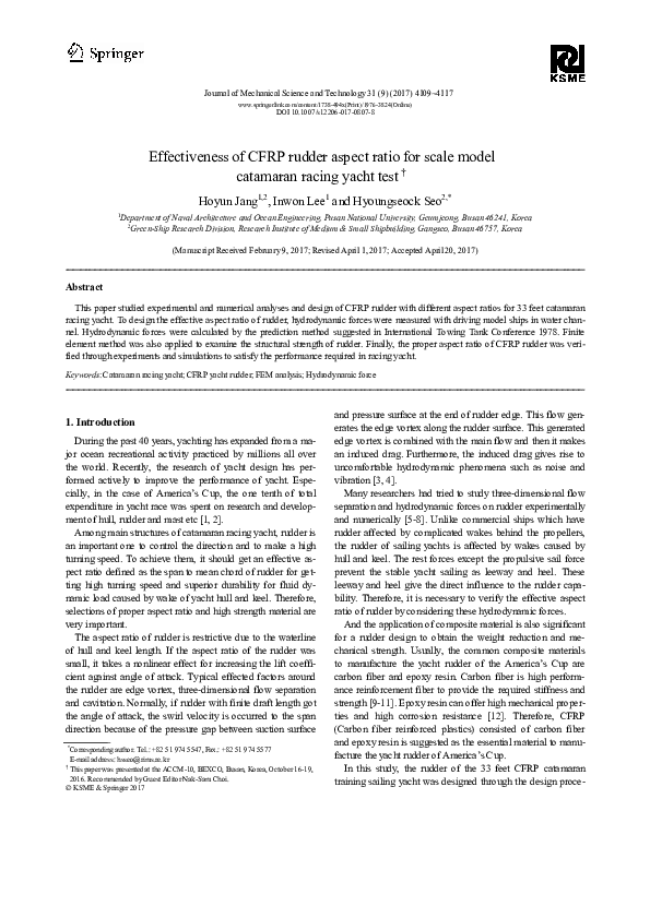 (PDF) Effectiveness of CFRP rudder aspect ratio for scale model ...