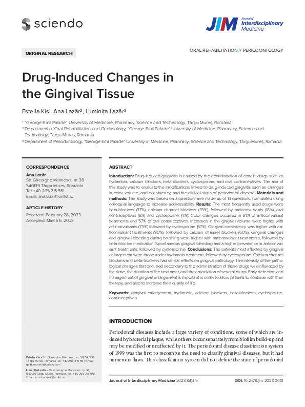 (PDF) Drug-Induced Changes in the Gingival Tissue