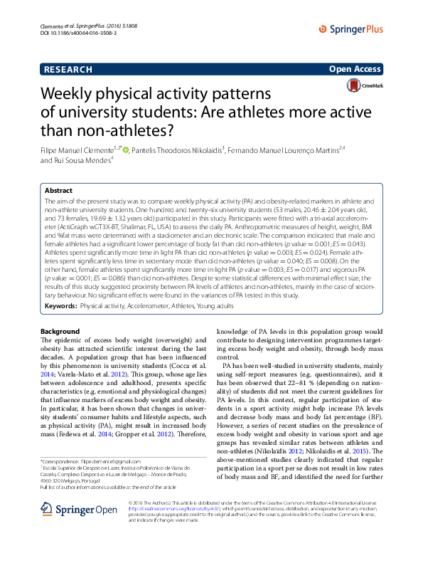 (PDF) Weekly physical activity patterns of university students: Are ...