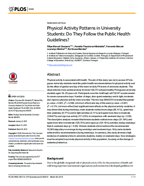 (PDF) Physical Activity Patterns in University Students: Do They Follow ...