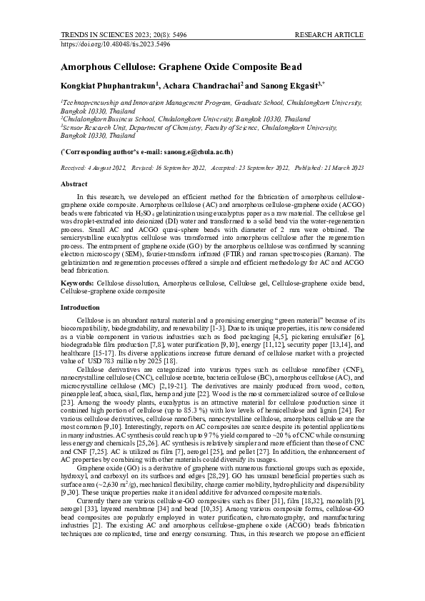 (PDF) Amorphous Cellulose: Graphene Oxide Composite Bead