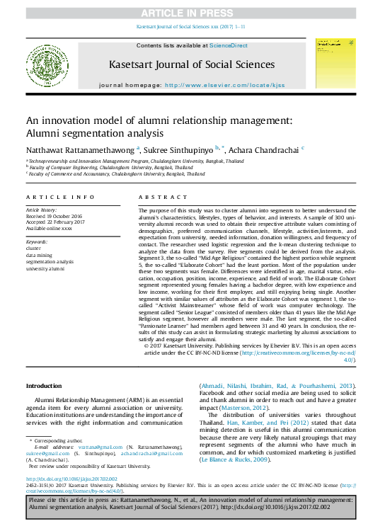 (PDF) An innovation model of alumni relationship management: Alumni ...