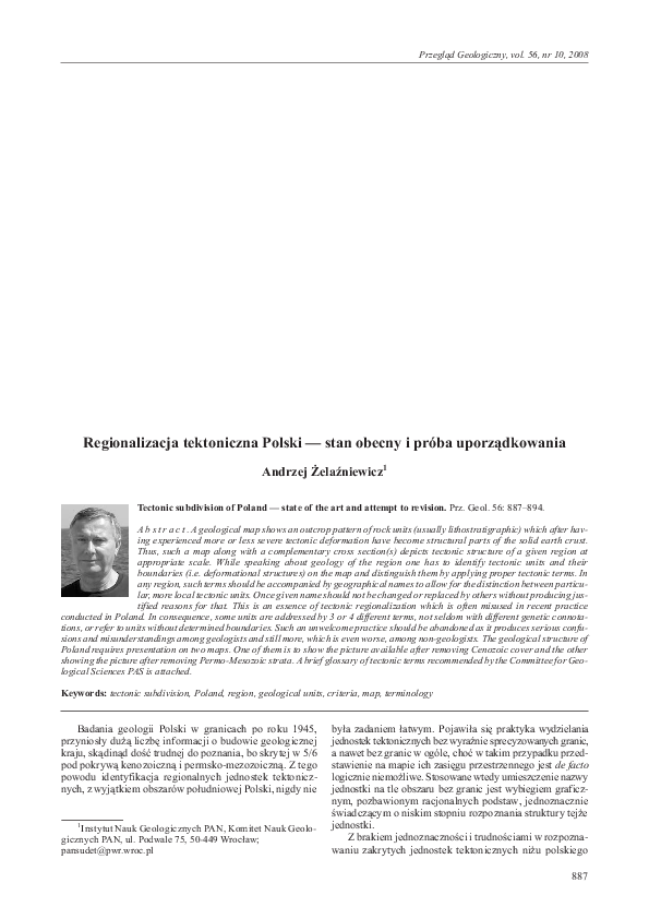 (PDF) Regionalizacja tektoniczna Polski-stan obecny i próba uporządkowania