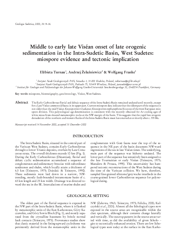 (PDF) Middle ro early late Viséan onset of late orogenic sedimentation ...