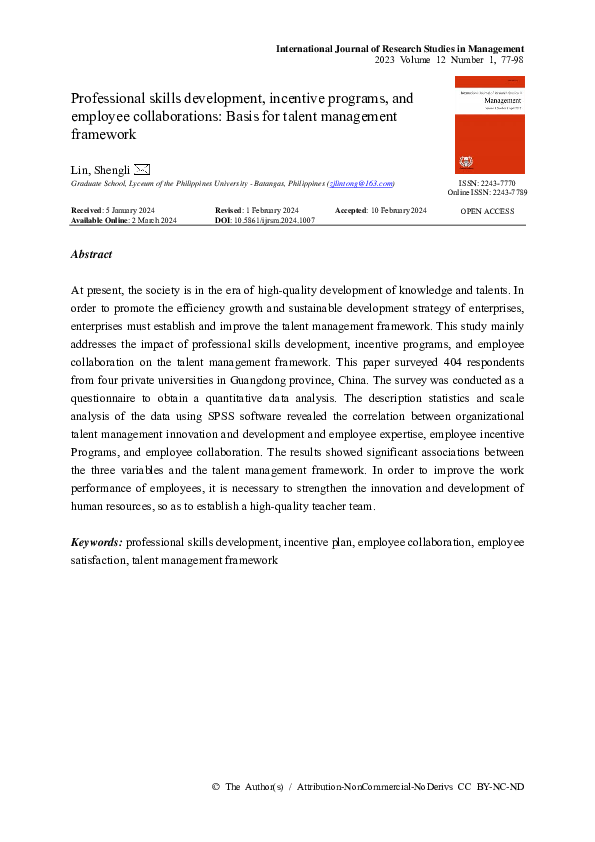 (PDF) Professional skills development, incentive programs, and employee ...