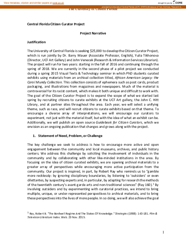 (PDF) Project Narrative | Connie Lester - Academia.edu